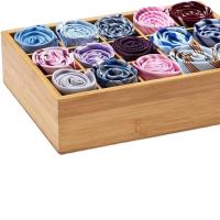 China 15 Compartment Bamboo Storage Organizer for Belts Ties Bras Briefs Socks Jewelry for sale