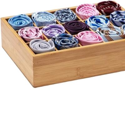 China 15 Compartment Bamboo Storage Organizer for Belts Ties Bras Briefs Socks Jewelry for sale