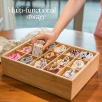 China 15 Compartment Bamboo Storage Organizer for Belts Ties Bras Briefs Socks Jewelry for sale