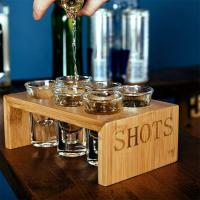 China Varnished Custom Wood Communion Tray with Shot Glass Simple and Useful Design for sale