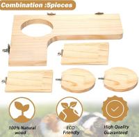 China Wooden Platform for Hamster Cage L-Shaped Round Hole 5Pcs Pedal Toys Customized Logo for sale