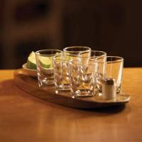 China Wooden Plain Color Acacia Wood Cup Holder Shot Glass Cups Serving Tray with Printing for sale