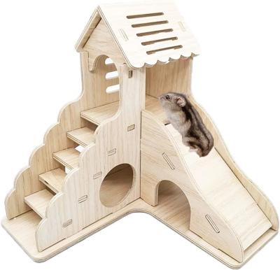 China Climbing Ladder and Slide Wooden Hide Hut for Other Small Animals House for sale