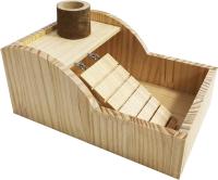 China Wooden Sand Bath Box with Climbing Ladder and House Design Chinchilla Bathtub Bo for sale