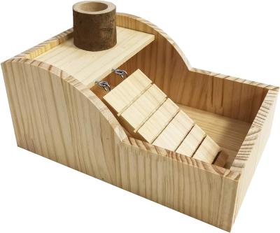 China Wooden Sand Bath Box with Climbing Ladder and House Design Chinchilla Bathtub Bo for sale