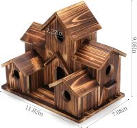 China Push-up Closure 6 Hole Handmade Natural Wooden Bird House for Hanging Outdoors Spot for sale