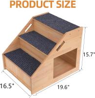 China Solid Pattern 3-Tier Wooden Dog Stairs with Non-Slip Steps and Cat House Button Closure for sale