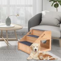 China Solid Pattern 3-Tier Wooden Dog Stairs with Non-Slip Steps and Cat House Button Closure for sale
