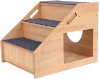 China Solid Pattern 3-Tier Wooden Dog Stairs with Non-Slip Steps and Cat House Button Closure for sale