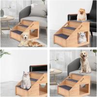 China Solid Pattern 3-Tier Wooden Dog Stairs with Non-Slip Steps and Cat House Button Closure for sale