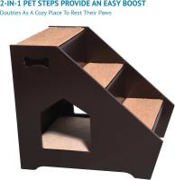 China Wooden Pet Stairs w 3 Nonslip Steps and Built-in House Perfect for Dogs Cats Short Pets for sale