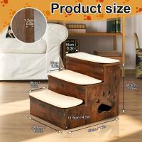 China OEM 3 tiers Wooden Dog Stairs Steps Non Slip Puppy Stairs with Storage Washable Carpeted for sale