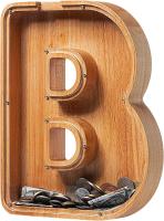 China Wooden Alphabet Acrylic Letter Money Box Printing burned Large Letter Piggy Banks For Kids for sale