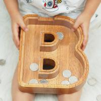 China Wooden Alphabet Acrylic Letter Money Box Printing burned Large Letter Piggy Banks For Kids for sale