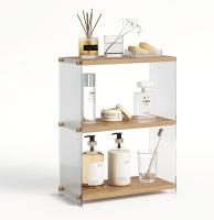 China Metal and Wooden 3 Tier Standing Vanity Shelf Countertop Bathroom Storage for Bedroom for sale