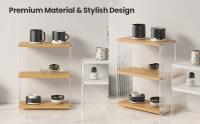 China Metal and Wooden 3 Tier Standing Vanity Shelf Countertop Bathroom Storage for Bedroom for sale