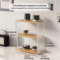China Metal and Wooden 3 Tier Standing Vanity Shelf Countertop Bathroom Storage for Bedroom for sale