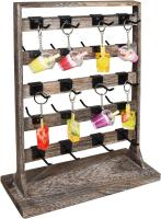 China Home Theme Earring Card Display Holder Stand with Wooden Jewelry Display Rack and Hooks for sale