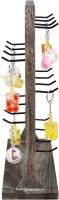 China Home Theme Earring Card Display Holder Stand with Wooden Jewelry Display Rack and Hooks for sale