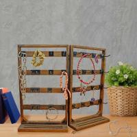 China Home Theme Wooden Foldable Jewelry Display Stand with Removable 32 Hooks and Ring Tray for sale