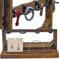 China Home Theme Wooden Foldable Jewelry Display Stand with Removable 32 Hooks and Ring Tray for sale