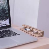 China Silk-Screen Printed Wooden Cable and Charger Organizer for Square Table Charger Holder for sale