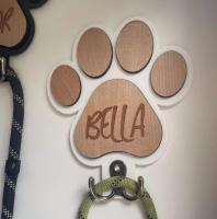 China Unfinished Birch Wood Dog Paw Print Lead Holder Personalized Pill Storage for Dog Buffs for sale