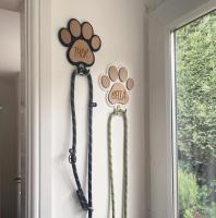 China Unfinished Birch Wood Dog Paw Print Lead Holder Personalized Pill Storage for Dog Buffs for sale
