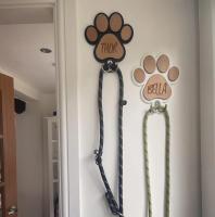 China Unfinished Birch Wood Dog Paw Print Lead Holder Personalized Pill Storage for Dog Buffs for sale