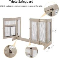 China High Quantity Wooden Free Standing Dog Gate with Cat Door Mesh and Customized Logo for sale