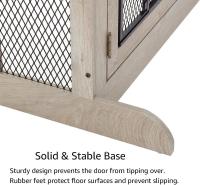 China High Quantity Wooden Free Standing Dog Gate with Cat Door Mesh and Customized Logo for sale