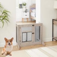 China High Quantity Wooden Free Standing Dog Gate with Cat Door Mesh and Customized Logo for sale