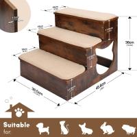 China 3 Tiers Wooden Dog Stairs Solid Wood Pet Steps with Non-Slip Pads and Washable Carpet for sale