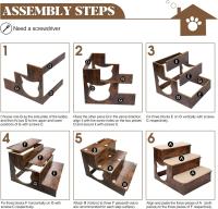 China 3 Tiers Wooden Dog Stairs Solid Wood Pet Steps with Non-Slip Pads and Washable Carpet for sale