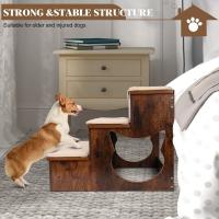 China 3 Tiers Wooden Dog Stairs Solid Wood Pet Steps with Non-Slip Pads and Washable Carpet for sale