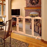 China Sustainable Wooden Dog Gate with Walk Through Door High Quantity and Foldable Design for sale