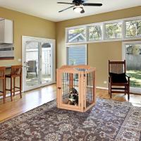 China Sustainable Wooden Dog Gate with Walk Through Door High Quantity and Foldable Design for sale