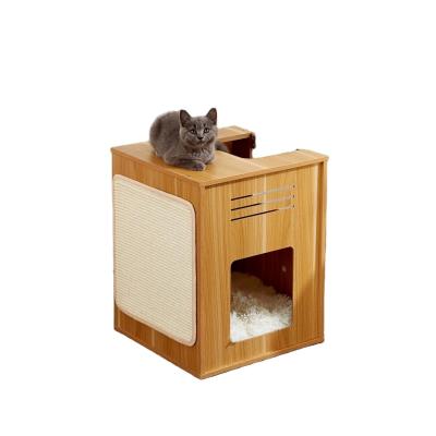 China Pet Furniture Item Type Large Cat House with Scratch Pad and Adjustable Baffle for sale