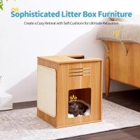 China Pet Furniture Item Type Large Cat House with Scratch Pad and Adjustable Baffle for sale