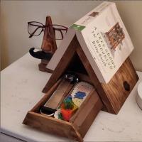China Square Mini Wooden Box Book Holder for Bed Room Wooden Triangle Book Rest Night Stand for sale