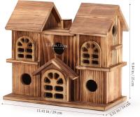 China Handmade Wooden Hanging Birdhouse Hamster Nest for Garden Backyard Printing burned for sale