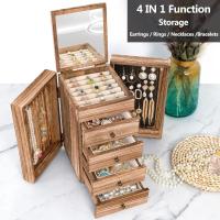 China Large 5-Layer Jewelry Organizer Box Case for Rings Earrings Necklaces Vintage Style for sale