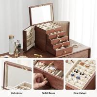 China Traditional Wooden Jewelry Box with 5 Drawers and Two Side Doors in Polished Walnut for sale