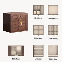 China Traditional Wooden Jewelry Box with 5 Drawers and Two Side Doors in Polished Walnut for sale