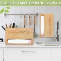 China Classification Non-folding Rack Bamboo Bag Dispenser for Trash Bags Wall Mounted for sale