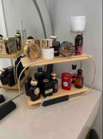 China Bathroom Shelf Wooden Vanity Tray Countertop Organizer for Makeup Perfume Storage for sale