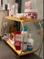 China Bathroom Shelf Wooden Vanity Tray Countertop Organizer for Makeup Perfume Storage for sale