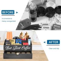 China Wooden Countertop Coffee Bar Tea Bag Organizer with Drawer and Stocked Availability for sale