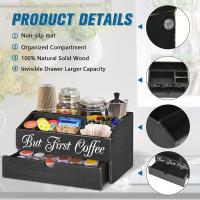 China Wooden Countertop Coffee Bar Tea Bag Organizer with Drawer and Stocked Availability for sale