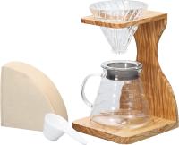China Space-Saving and Functional Olive Wood Coffee Dripper Stand for Handmade Brewing for sale